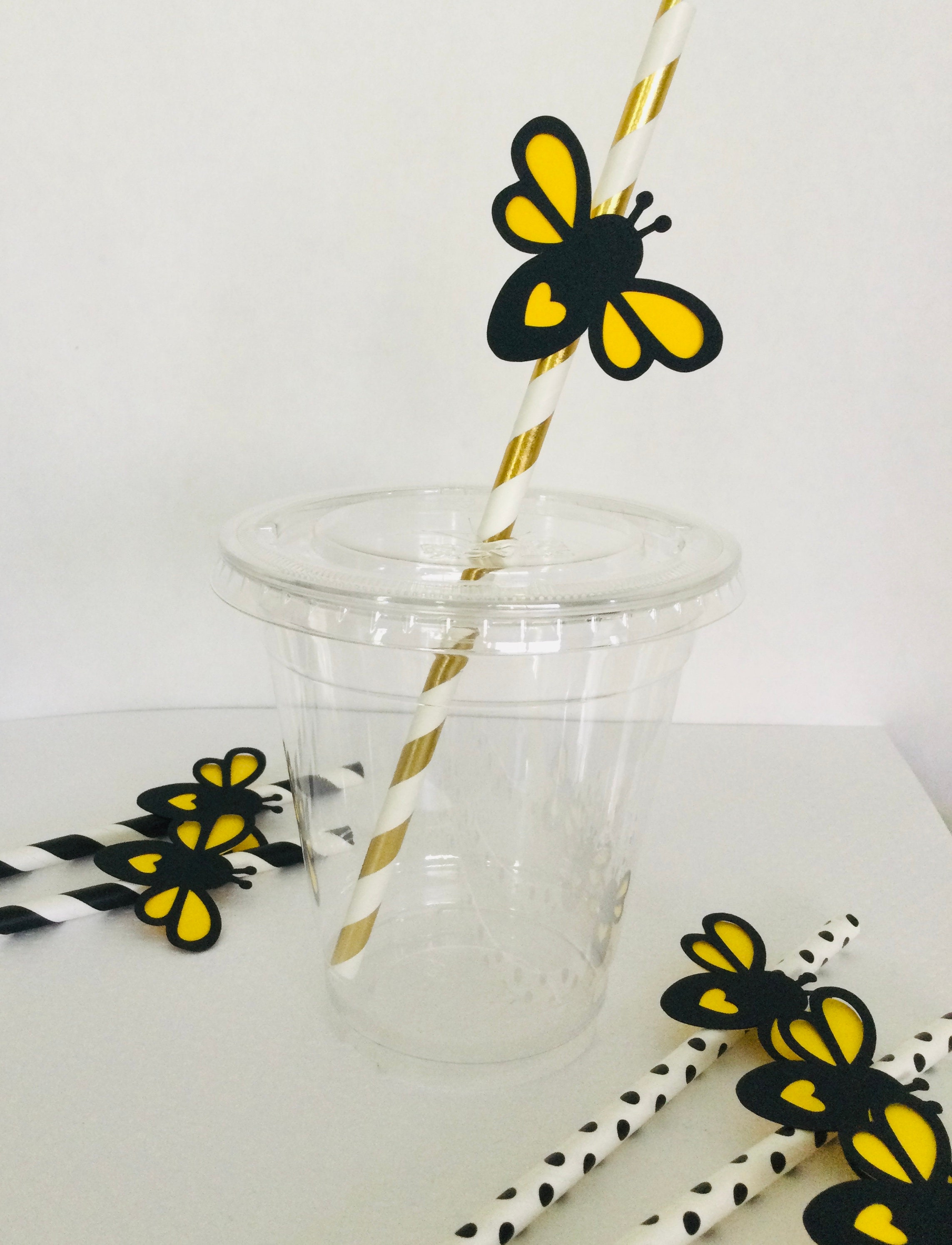12 bumble bee paper straw bumble bee mommy to bee baby shower | Etsy