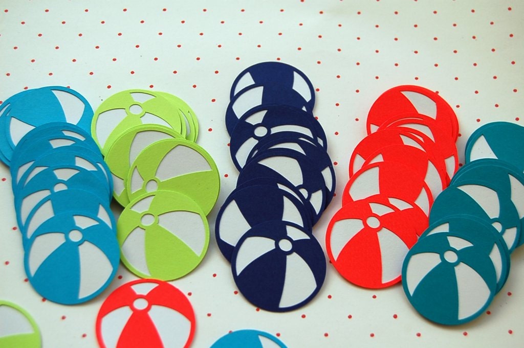 Beach ball confetti 50 pieces table scatter beach party pool | Etsy