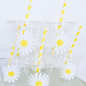Daisy Plastic Disposable Drink Cups Daisy Wildflower Baby Shower Daisy ...