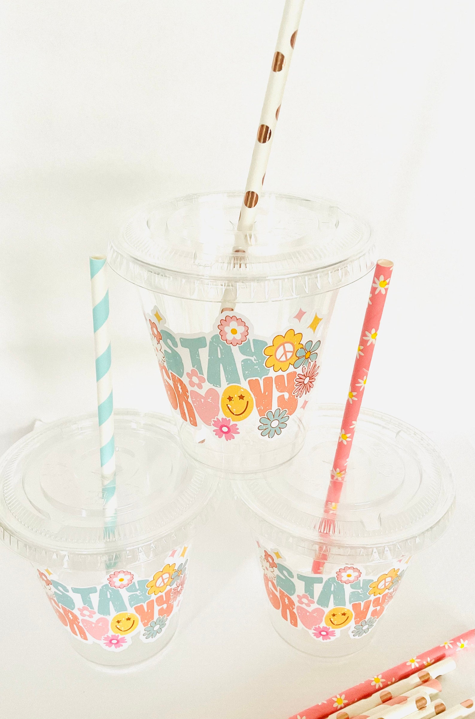 Stay Groovy Plastic Disposable Drink Cups Favor Cup Birthday 12 Oz. 70 ...