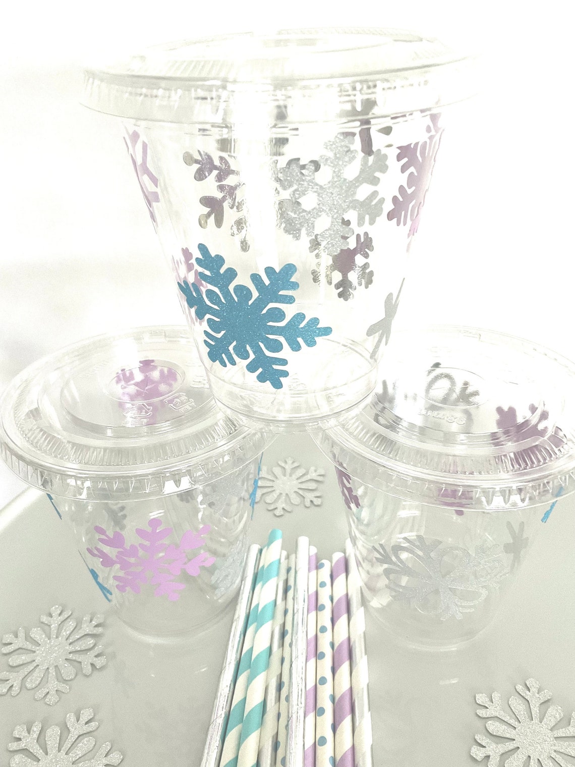 Snowflake Party Favor Cups Princess Party First Birthday Winter ...
