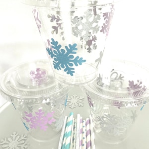 Snowflake Party Favor Cups Princess Party First Birthday Winter ...