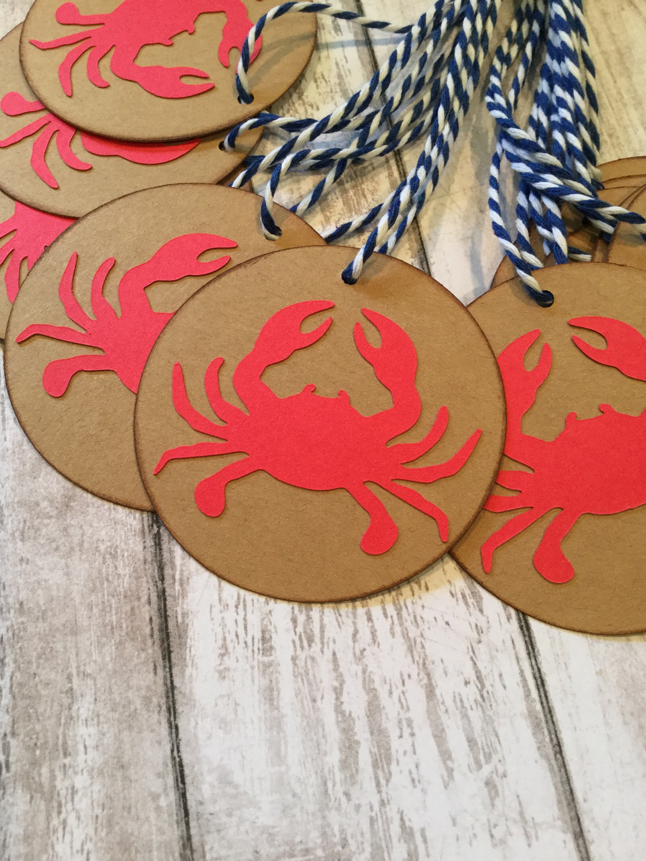 Twelve Kraft Round Crab Gift Tags Wedding Tags Thank You Tags - Etsy UK
