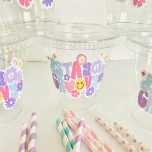 Stay Groovy Plastic Disposable Drink Cups Favor Cup Birthday 12 Oz. 70 ...