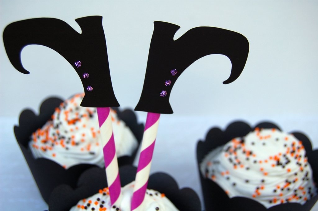 Set of 12 Choose Your Colors Witch Boot Cupcake Toppers Halloween Party ...