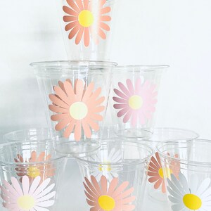 Daisy Plastic Disposable Drink Favor Cups Wildflower Baby Shower Daisy ...