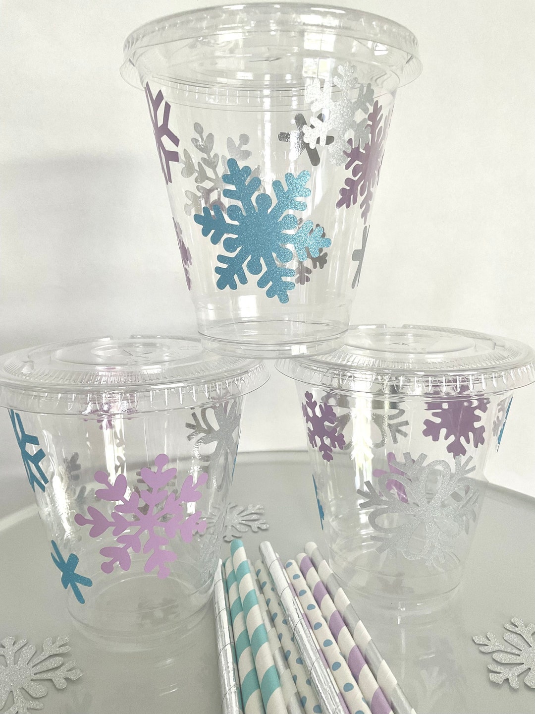 Snowflake Party Favor Cups Princess Party First Birthday Winter ...