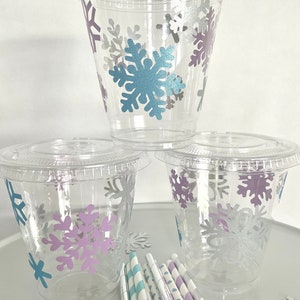 Snowflake Party Favor Cups Princess Party First Birthday Winter ...
