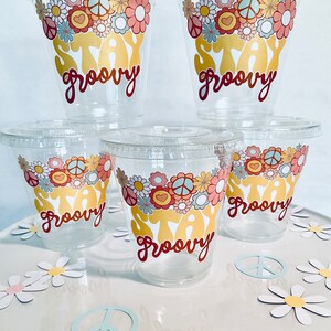 Stay Groovy Plastic Disposable Drink Cups Favor Cup Birthday 12 Oz. 70 ...