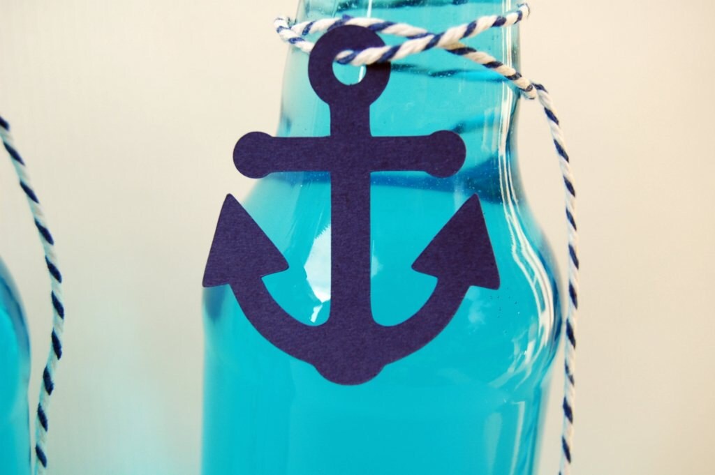 50 red white blue navy anchor tag cardstock nautical tag blue | Etsy