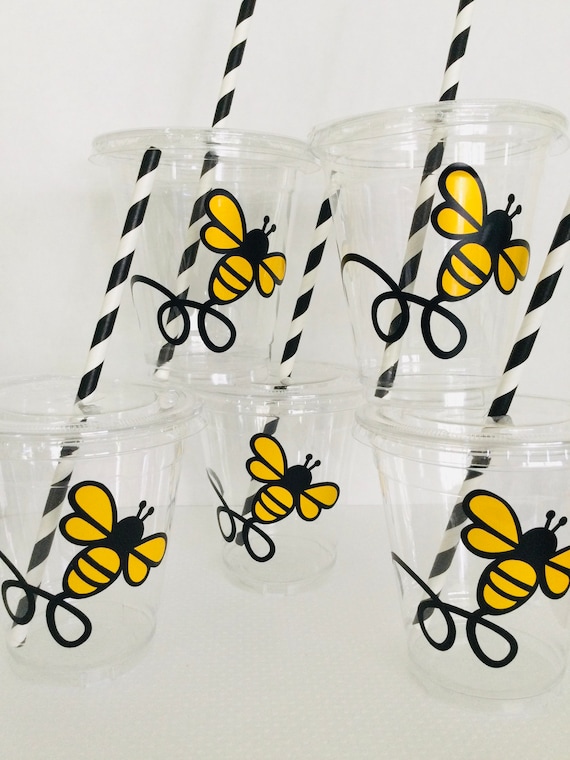 Bumblebee Plastic Disposable Drink Cups 16 Ounce Mommy to Bee - Etsy