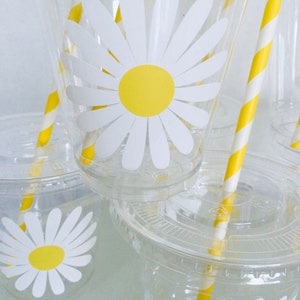 Daisy Plastic Disposable Drink Cups Daisy Wildflower Baby Shower Daisy ...