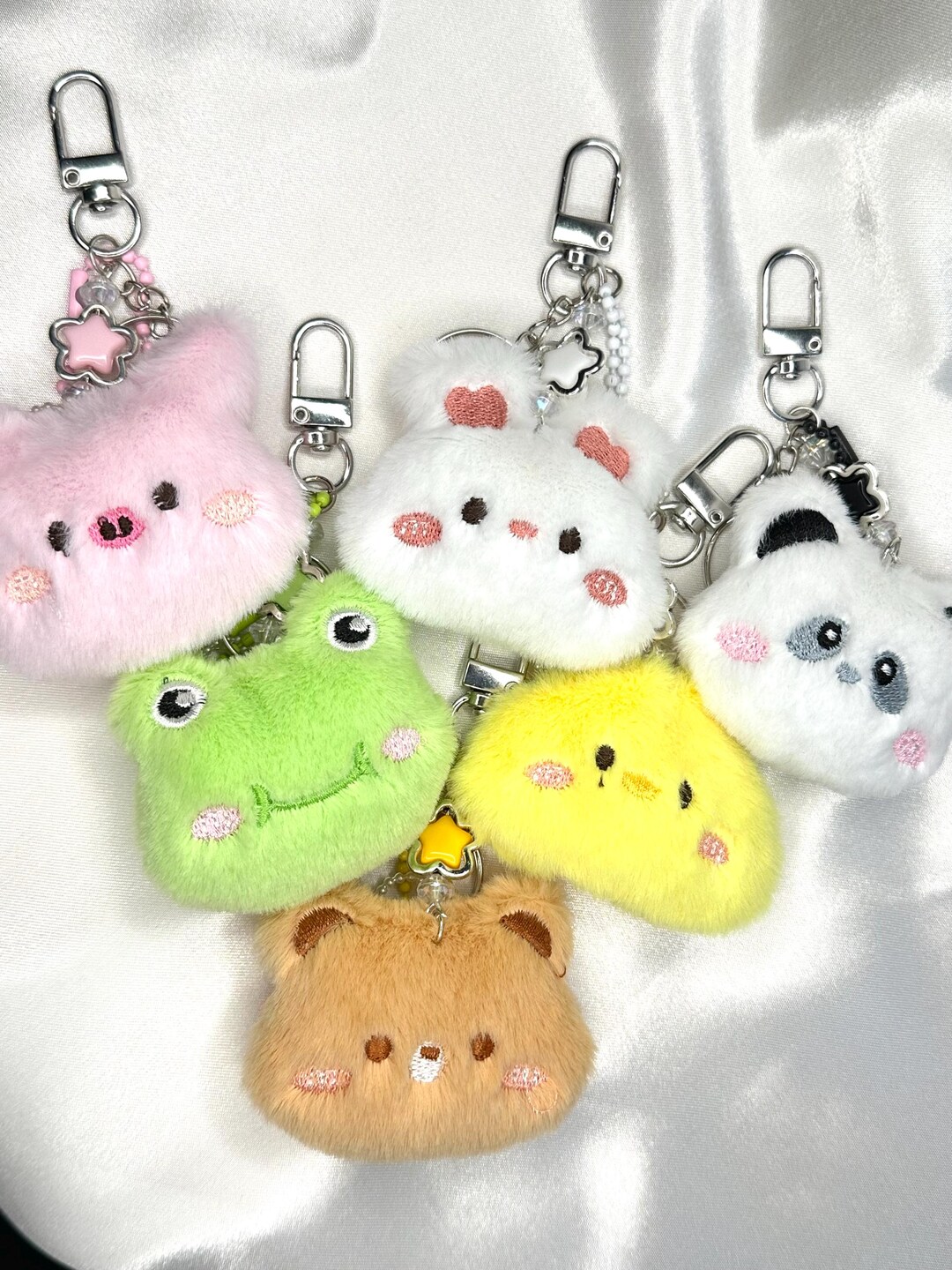 Adorable Plush Animal Keychains – Bear, Pig, Bunny, Panda, Frog ...