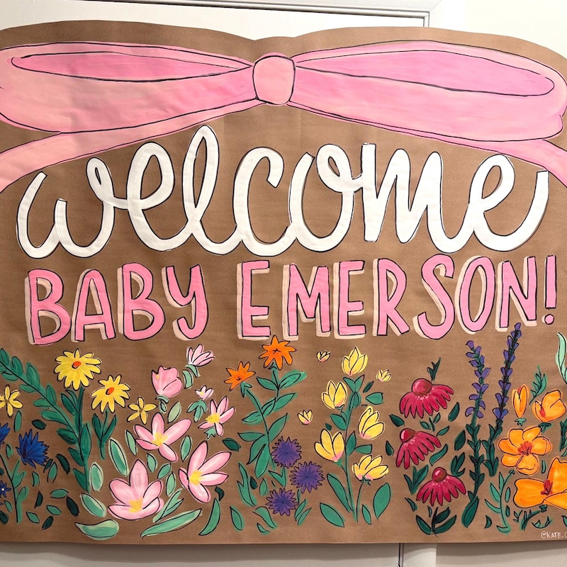 Hand Painted New Baby Banner - Etsy