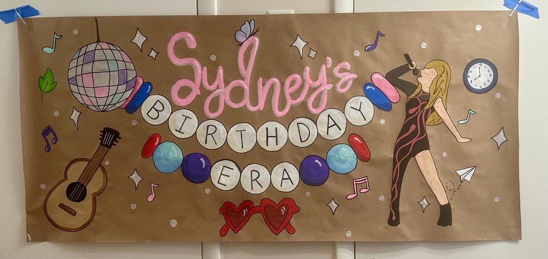 CUSTOM ORDER | Hand Painted Kraft Paper Banner for Birthday Party ...