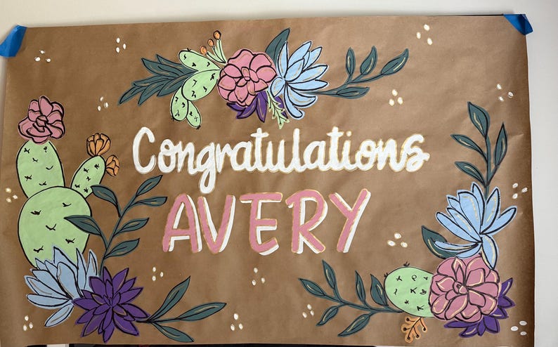 Custom Hand Painted Kraft Paper Banner for Graduation! - Etsy