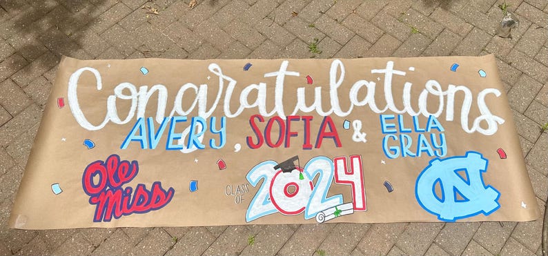 Custom Hand Painted Kraft Paper Banner for Birthday, Graduation ...