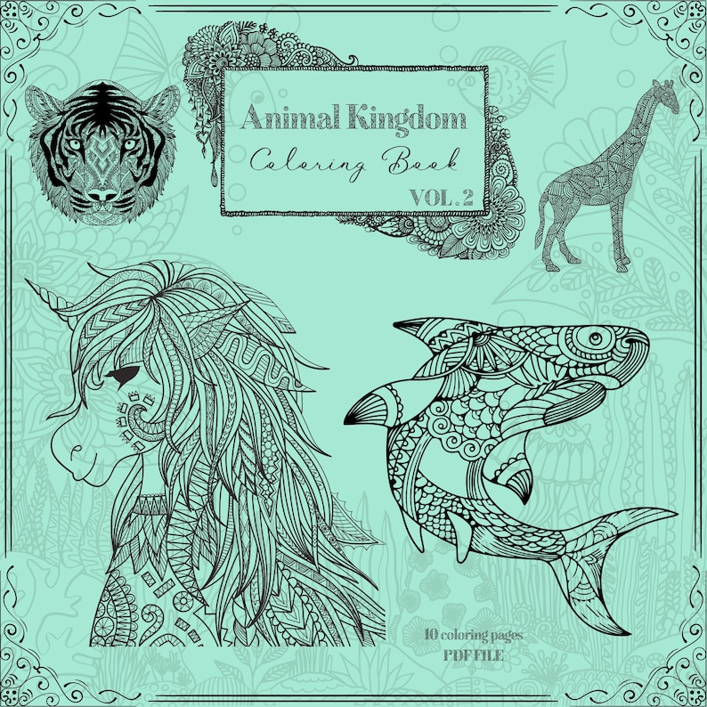 Animal Kingdom COLORING BOOK. Vol. 2 - Etsy