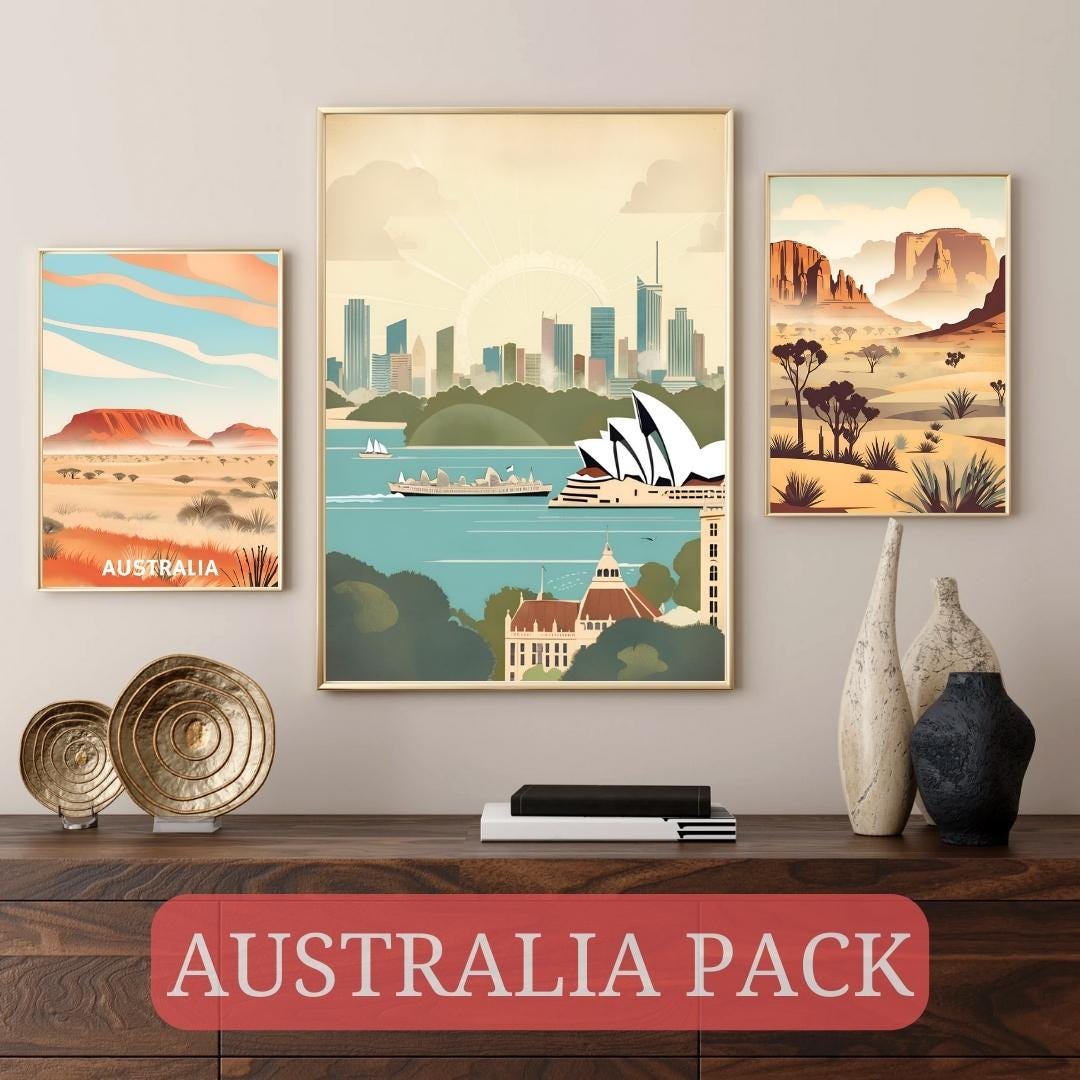 Vintage Australia Travel Posters Retro Wall Art Prints Digital ...