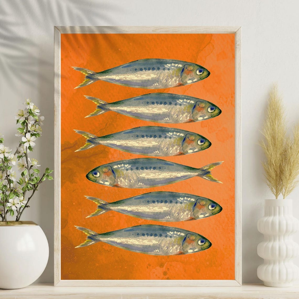 Vintage Sardines Wall Art Poster Retro Fish Kitchen Decor, Nautical ...