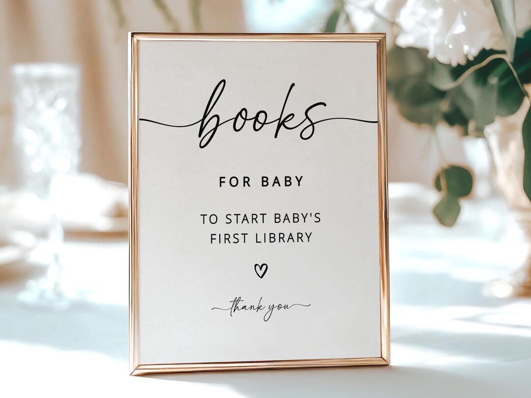 Books for Baby Sign Template, Gender Neutral Baby Shower, Baby's First ...