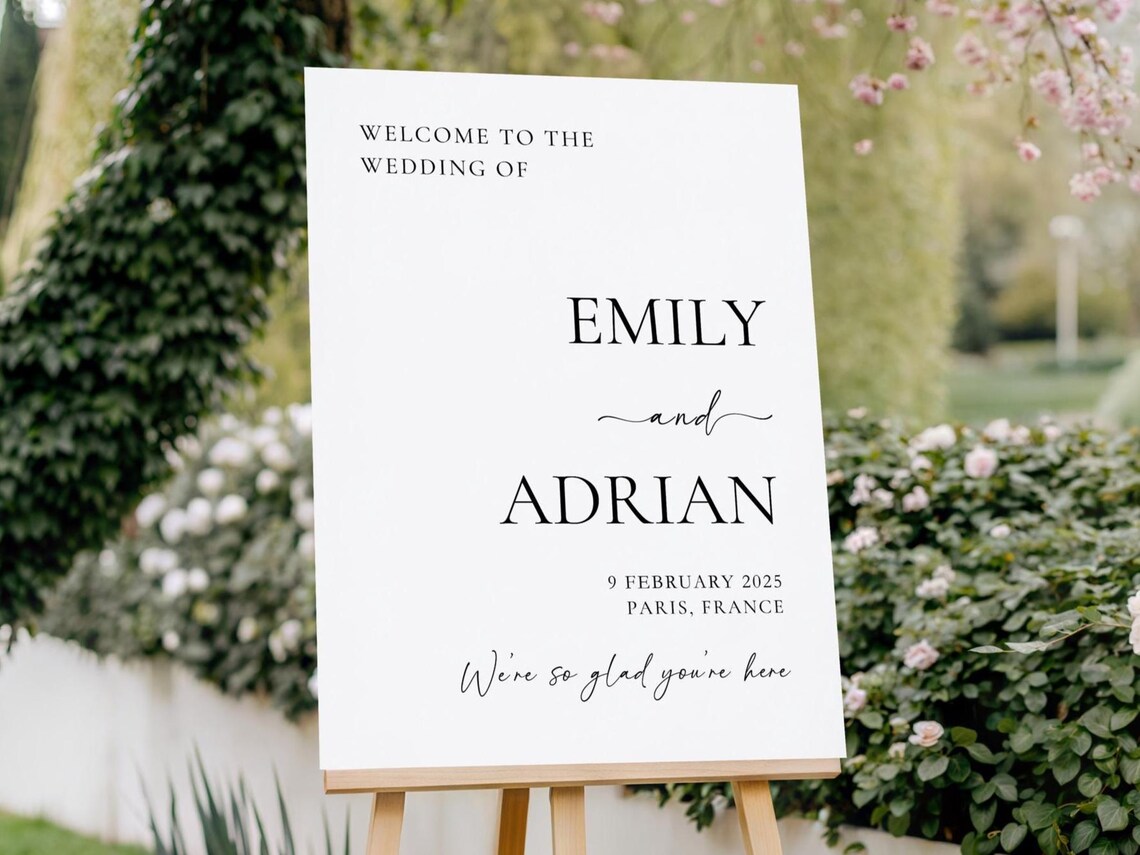 Minimalist Wedding Welcome Sign, Elegant Wedding Welcome Sign, Modern ...