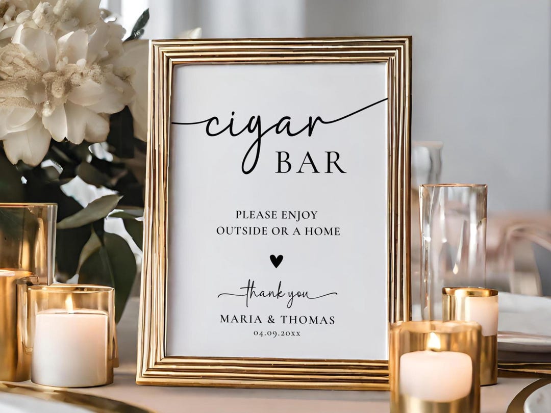 Cigar Bar Sign, Cigar Favors Sign, Wedding Cigar Station, Bachelor ...
