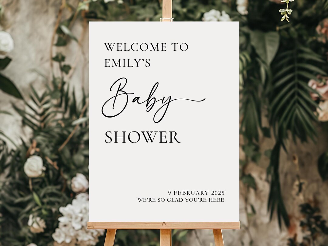 Baby Shower Welcome Sign, Minimalist Baby Shower Decor, Editable Canva ...