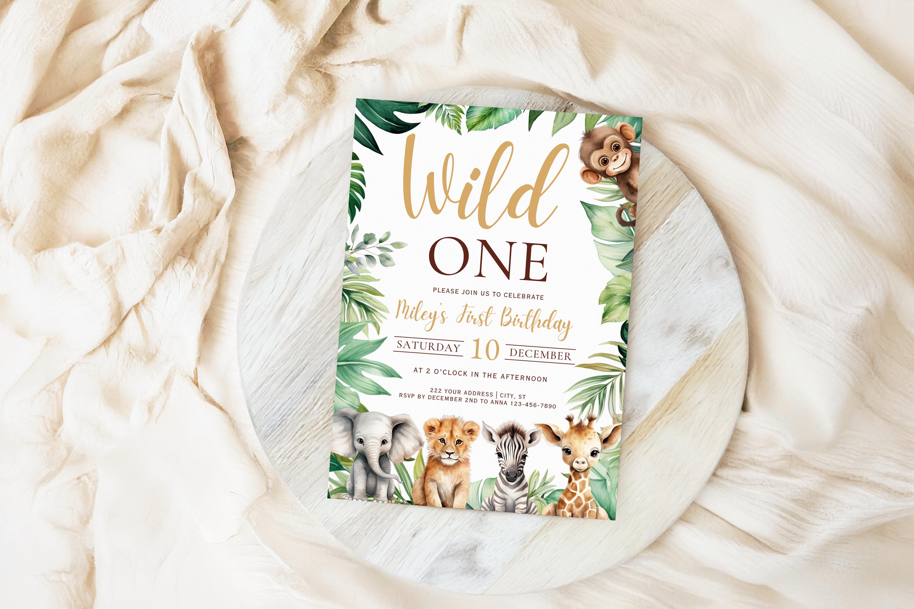 Editable Wild One First Birthday Invitation Template 5x7, First ...