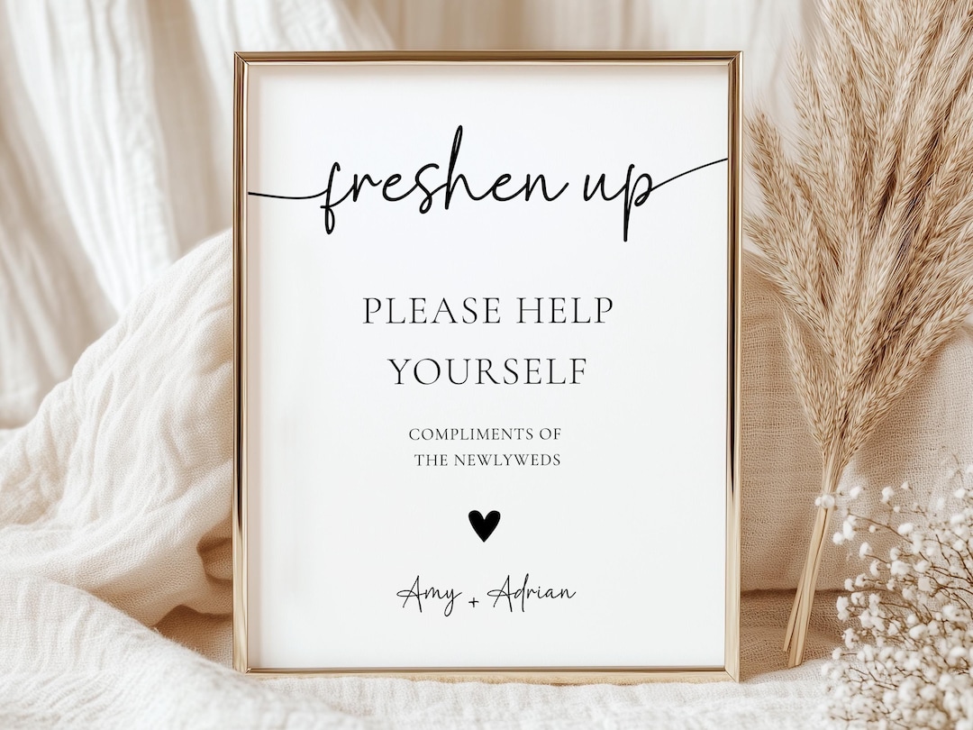 Freshen up Restroom Sign, Wedding Toiletry Sign, Minimalist Wedding ...