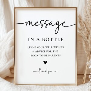 Message in A Bottle Baby Shower Sign Template, Message for Parents-to ...
