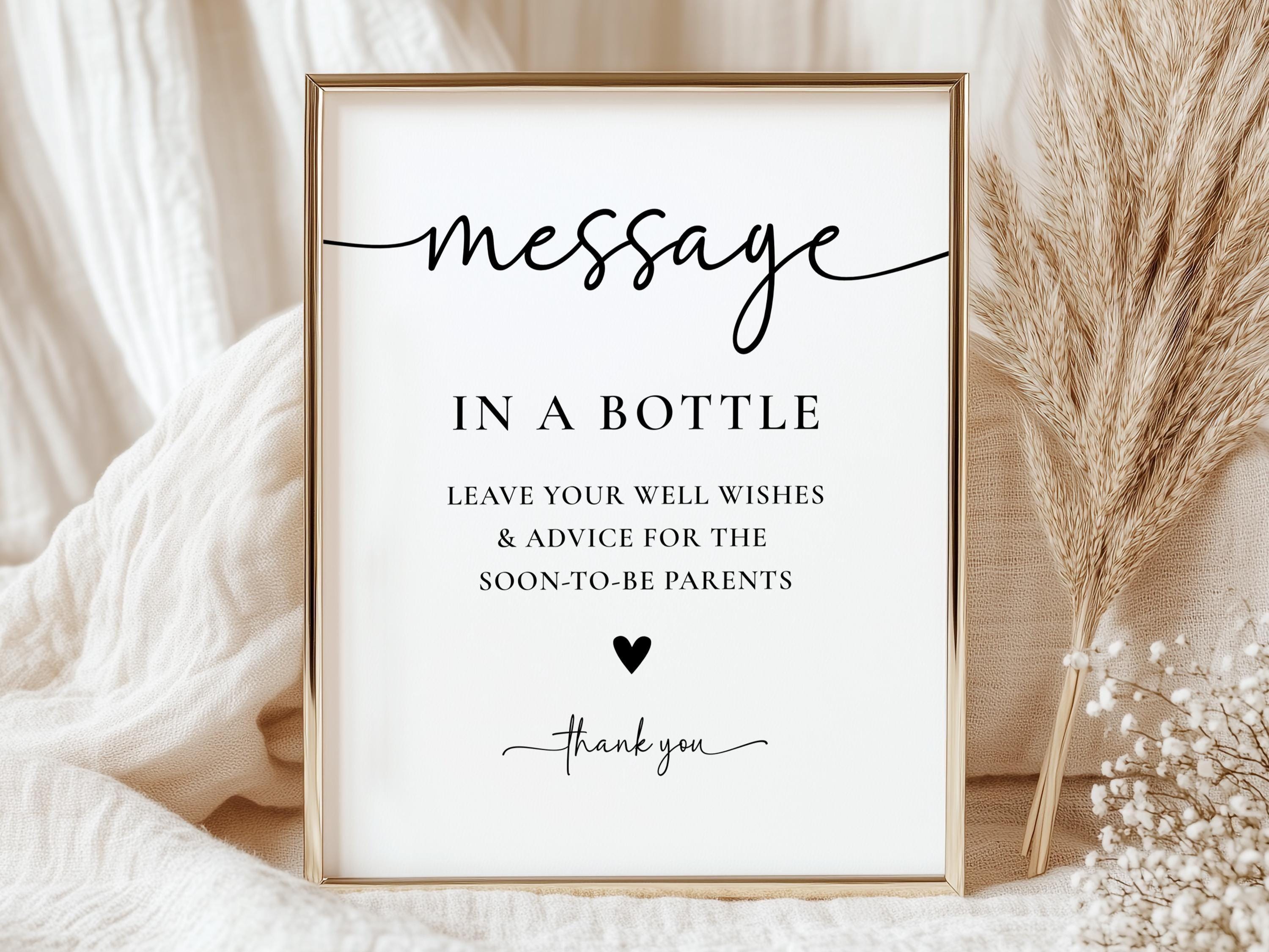 Message in A Bottle Baby Shower Sign Template, Message for Parents-to ...