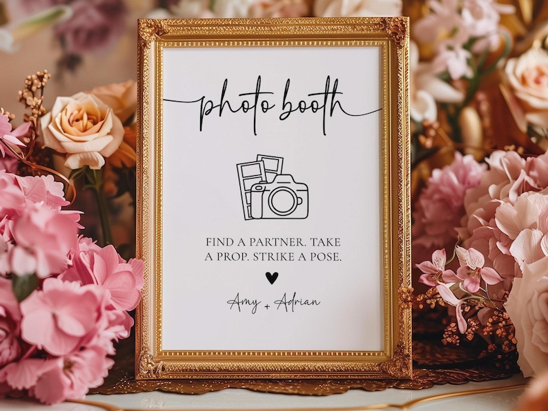 Wedding Photo Booth Sign, Minimalist Photo Booth Station Sign, Editable ...