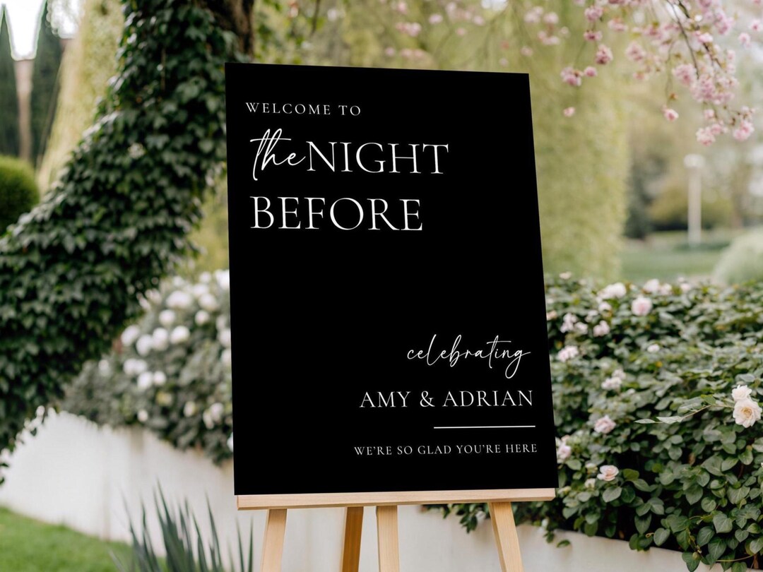 The Night Before Wedding Sign, Minimalist Rehearsal Dinner Welcome Sign ...