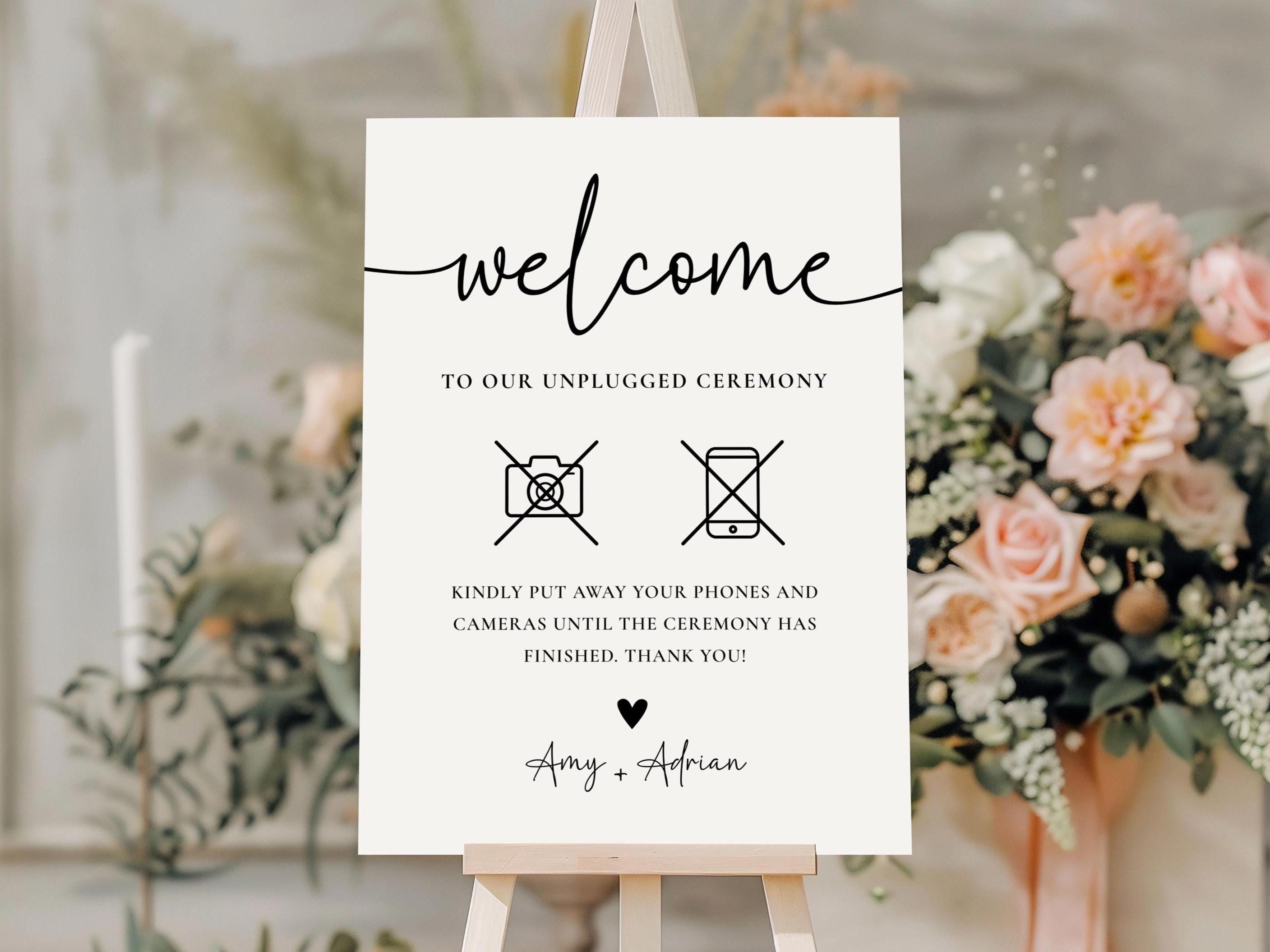 Unplugged Ceremony Sign, Wedding Ceremony Signage, Wedding Welcome Sign ...