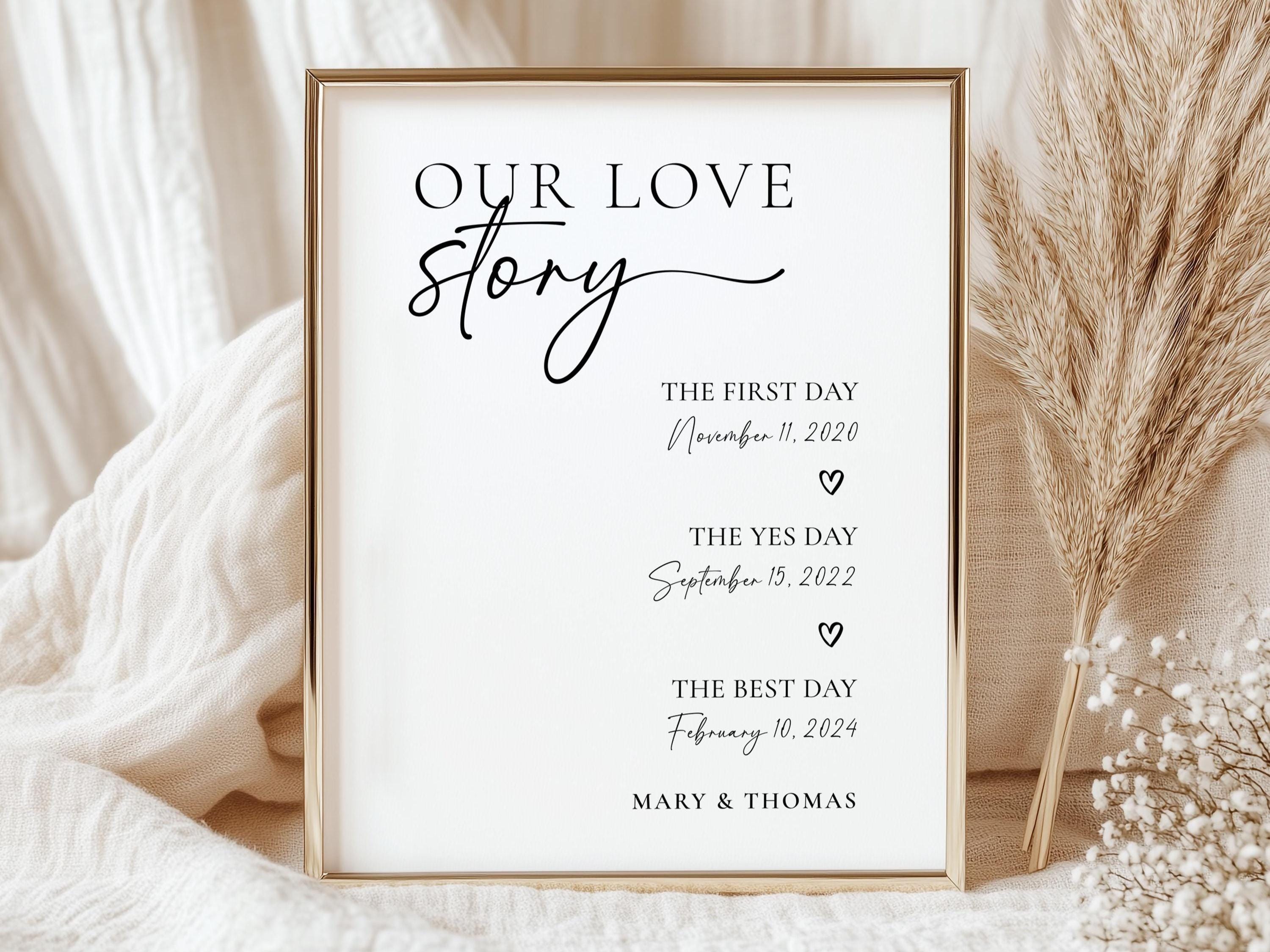 Our Love Story Wedding Sign, Couple Timeline Sign, First Day, Yes Day ...