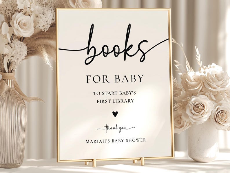 Books for Baby Sign, Baby's First Library, Baby Shower Book Gift Table ...