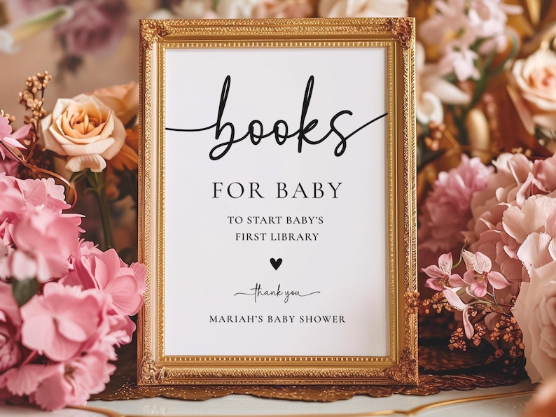 Books for Baby Sign, Baby's First Library, Baby Shower Book Gift Table ...