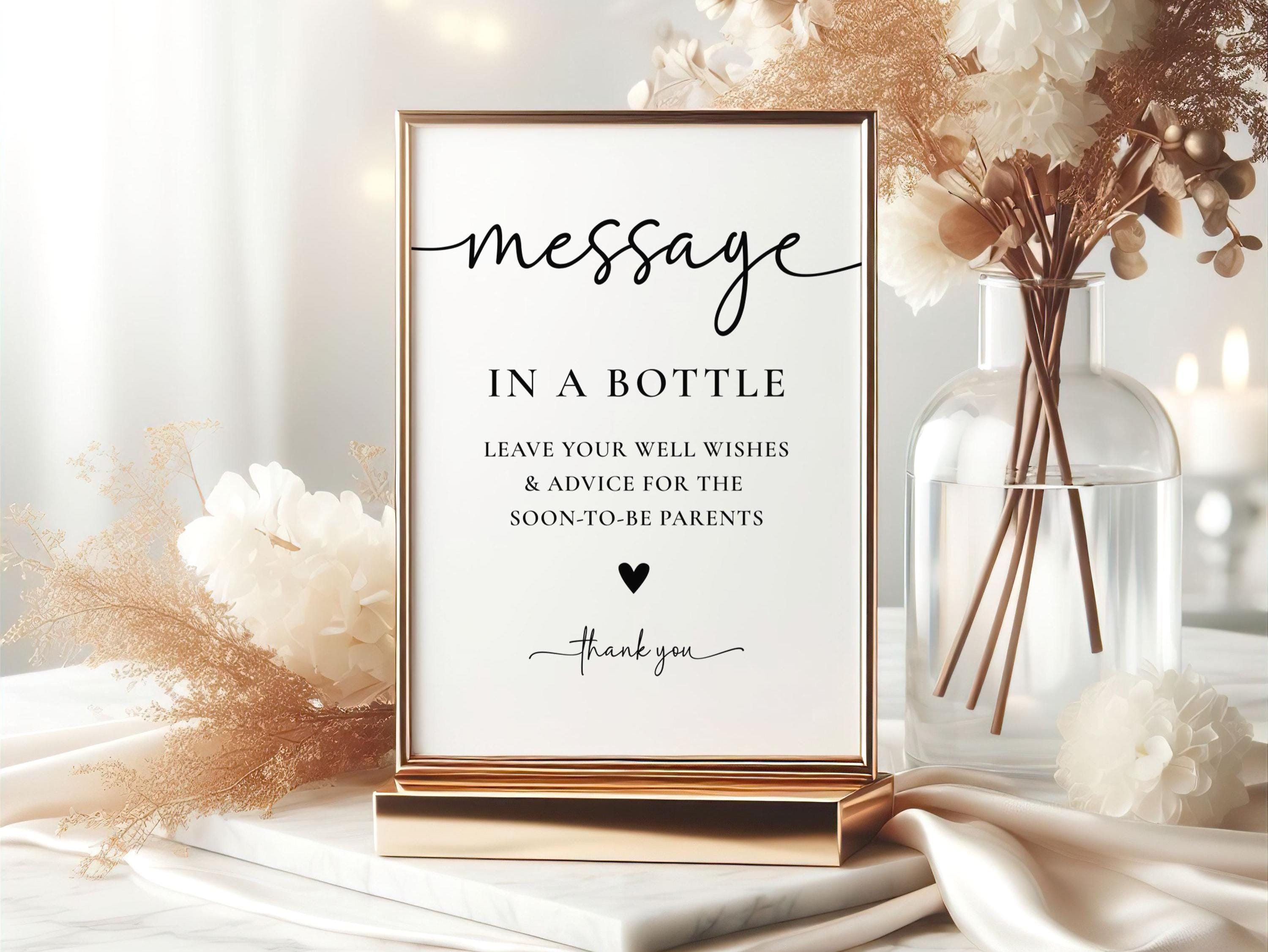 Message in A Bottle Baby Shower Sign Template, Message for Parents-to ...