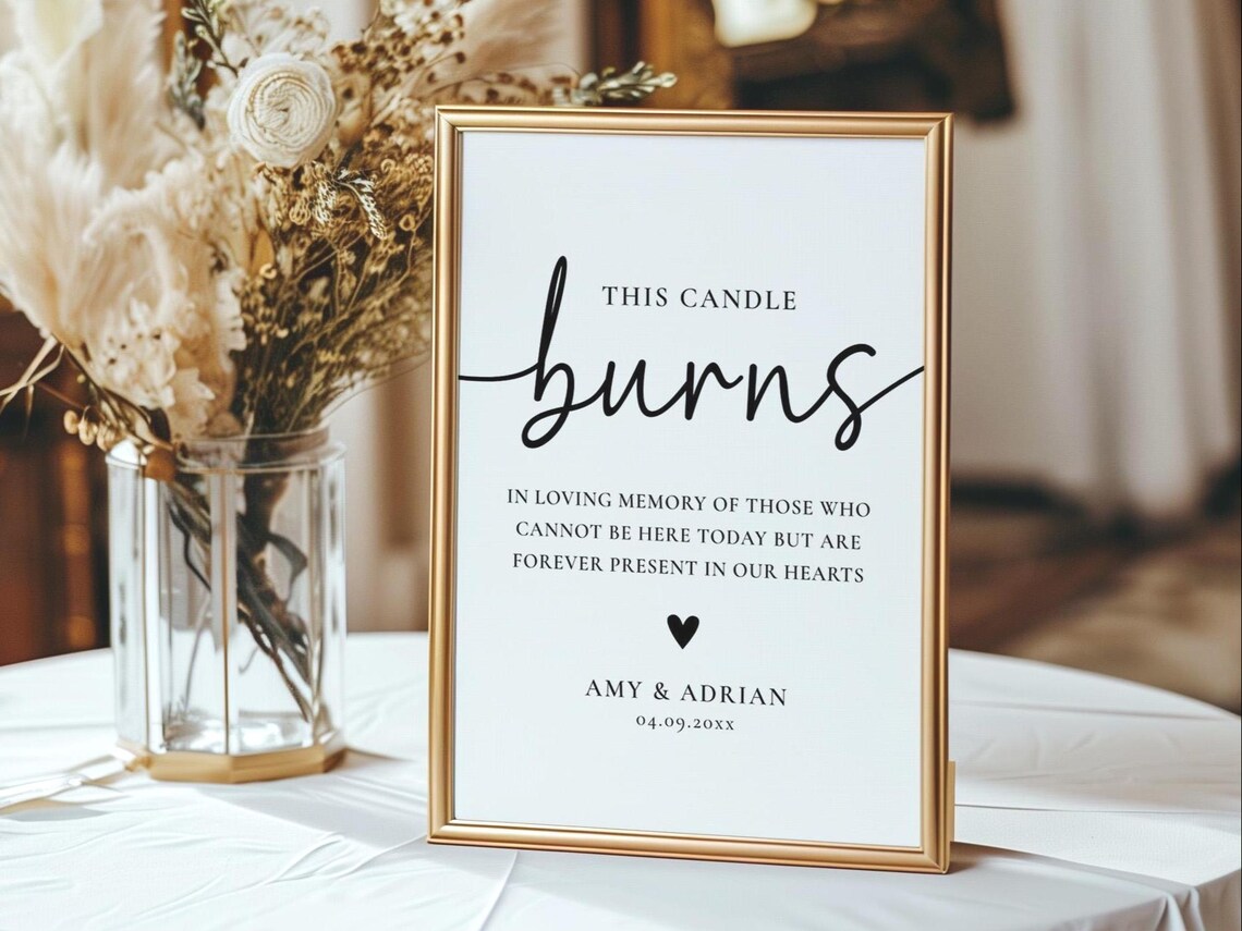 This Candle Burns Memorial Sign, in Loving Memory Sign, Memorial Candle ...