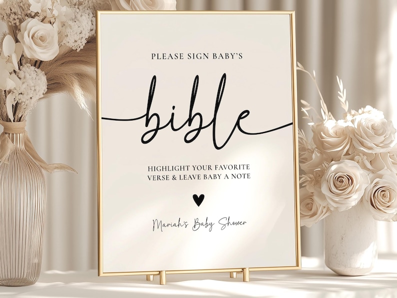 Baby's Bible Sign, Baby Shower Bible Guestbook Sign, Sign Baby's Bible ...