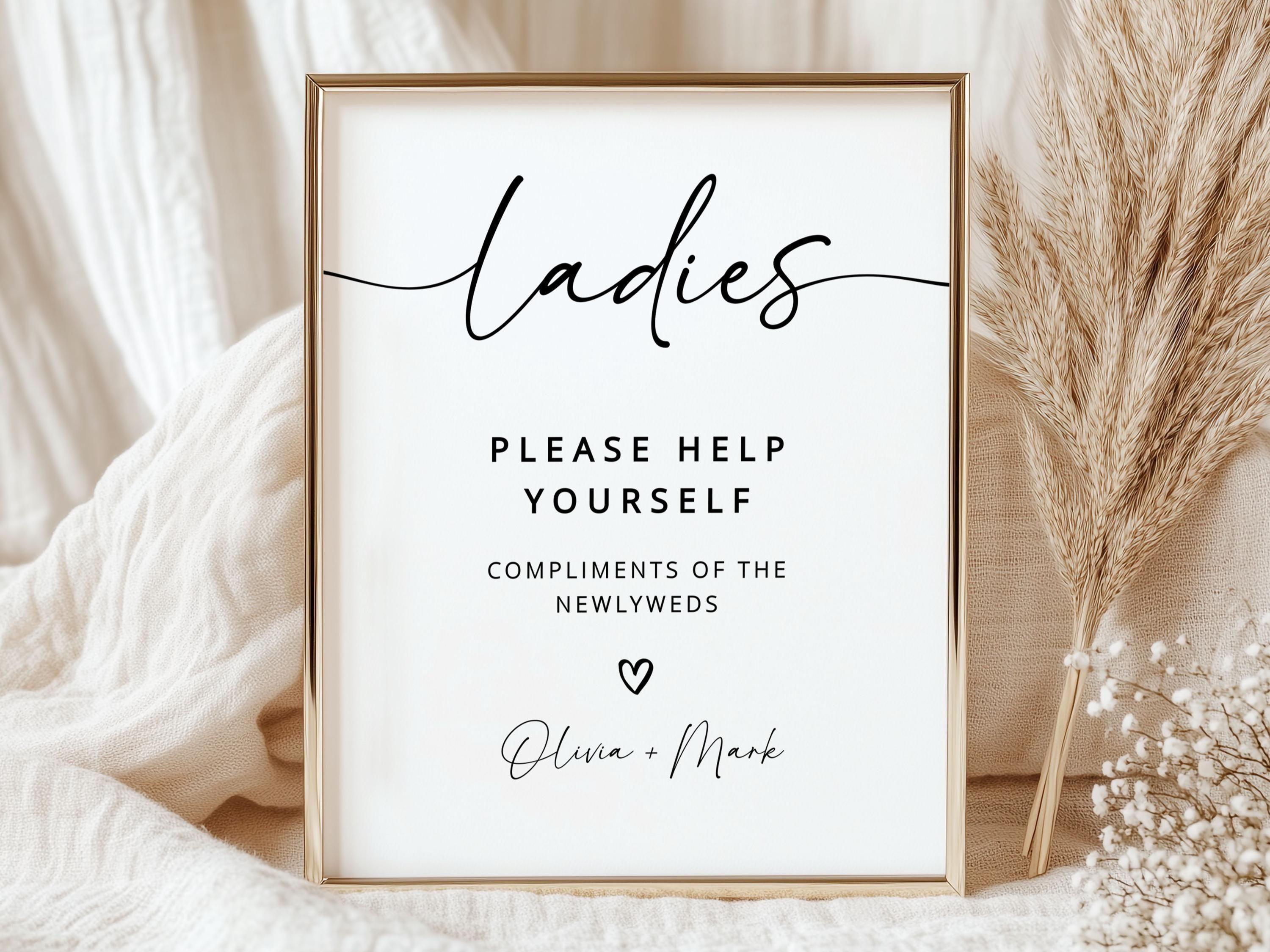 Ladies Room Sign Template, Minimalist Wedding Sign, Bathroom Table Sign ...