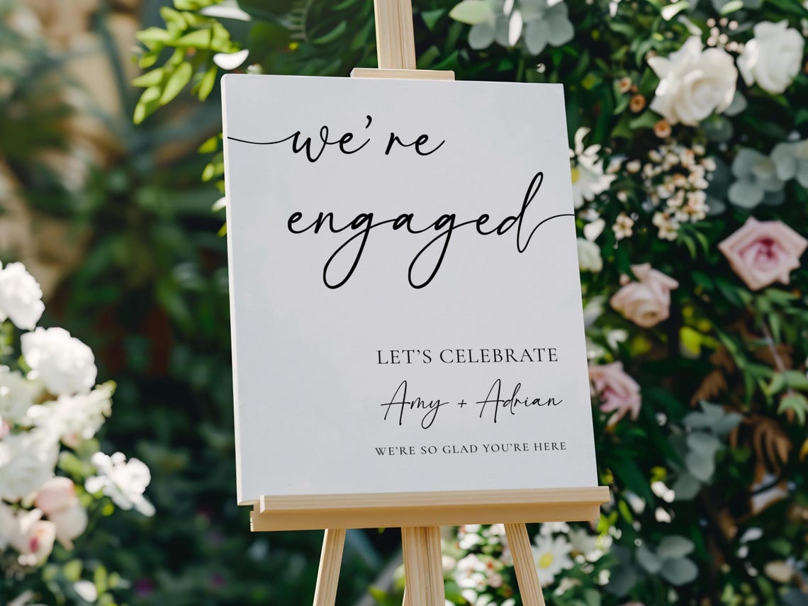 We're Engaged Welcome Sign, Engagement Party Welcome Sign, Minimalist ...