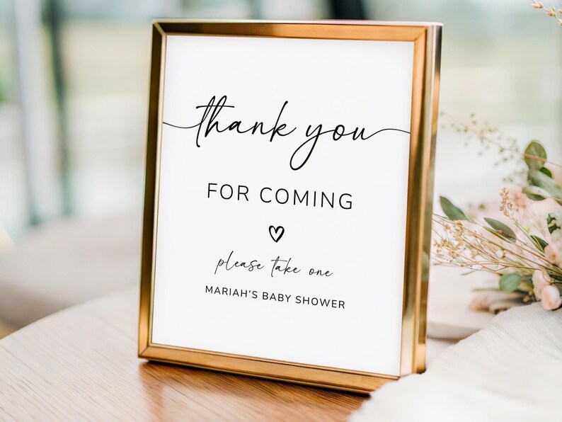 Minimalist Baby Shower Favor Sign, Thank You Sign, Please Take One ...