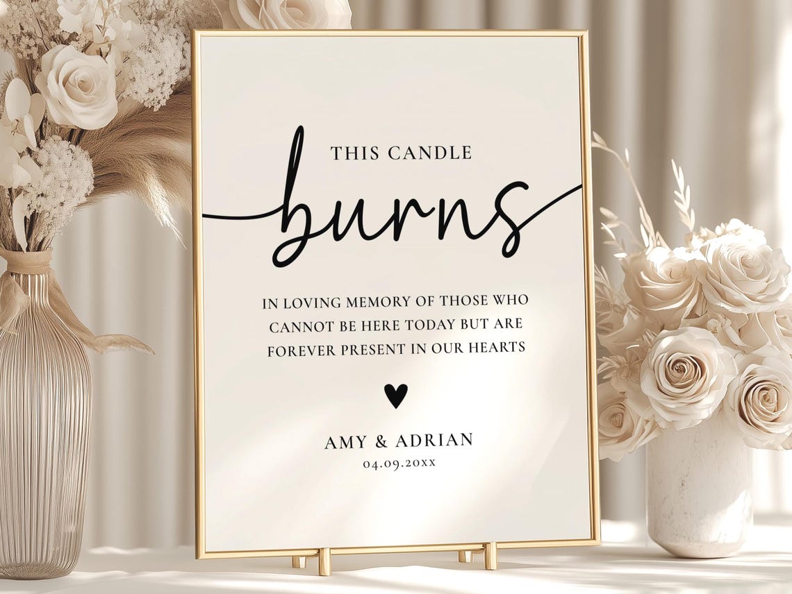 This Candle Burns Memorial Sign, in Loving Memory Sign, Memorial Candle ...