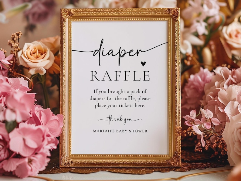 Diaper Raffle Baby Shower Sign, Baby Shower Diaper Raffle Game ...