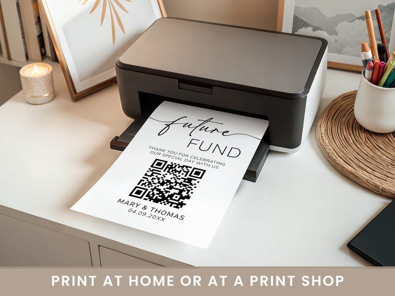 Future Fund Wedding Sign, Modern Wedding Honeymoon Fund Sign, QR Code ...