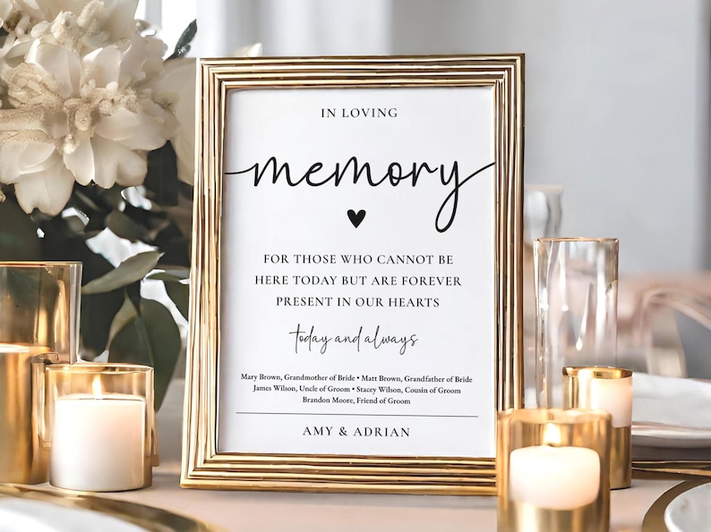 In Loving Memory Sign, Minimalist Wedding Memorial Table Sign, Wedding ...