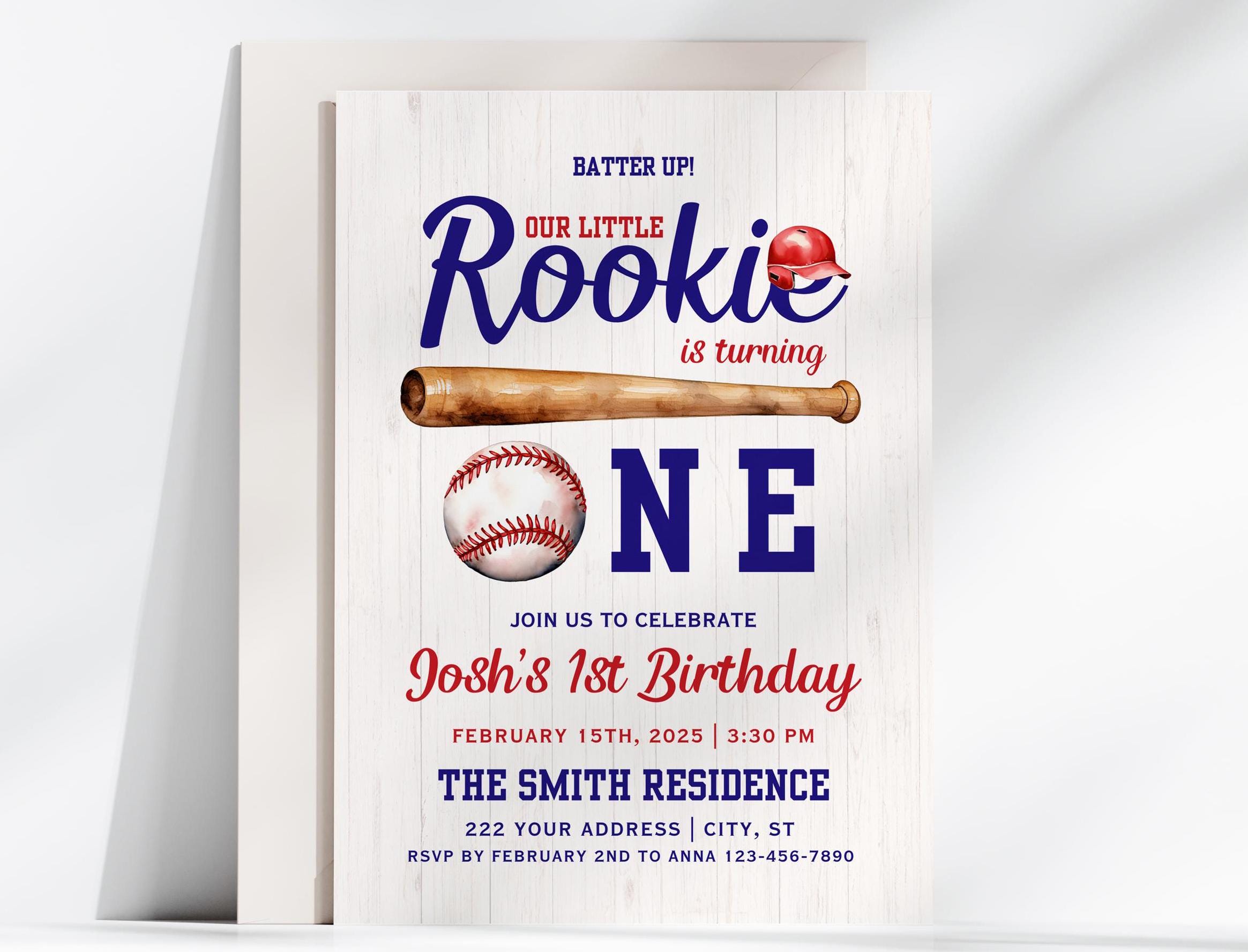 Editable Baseball First Birthday Invitation, Sports Themed First ...