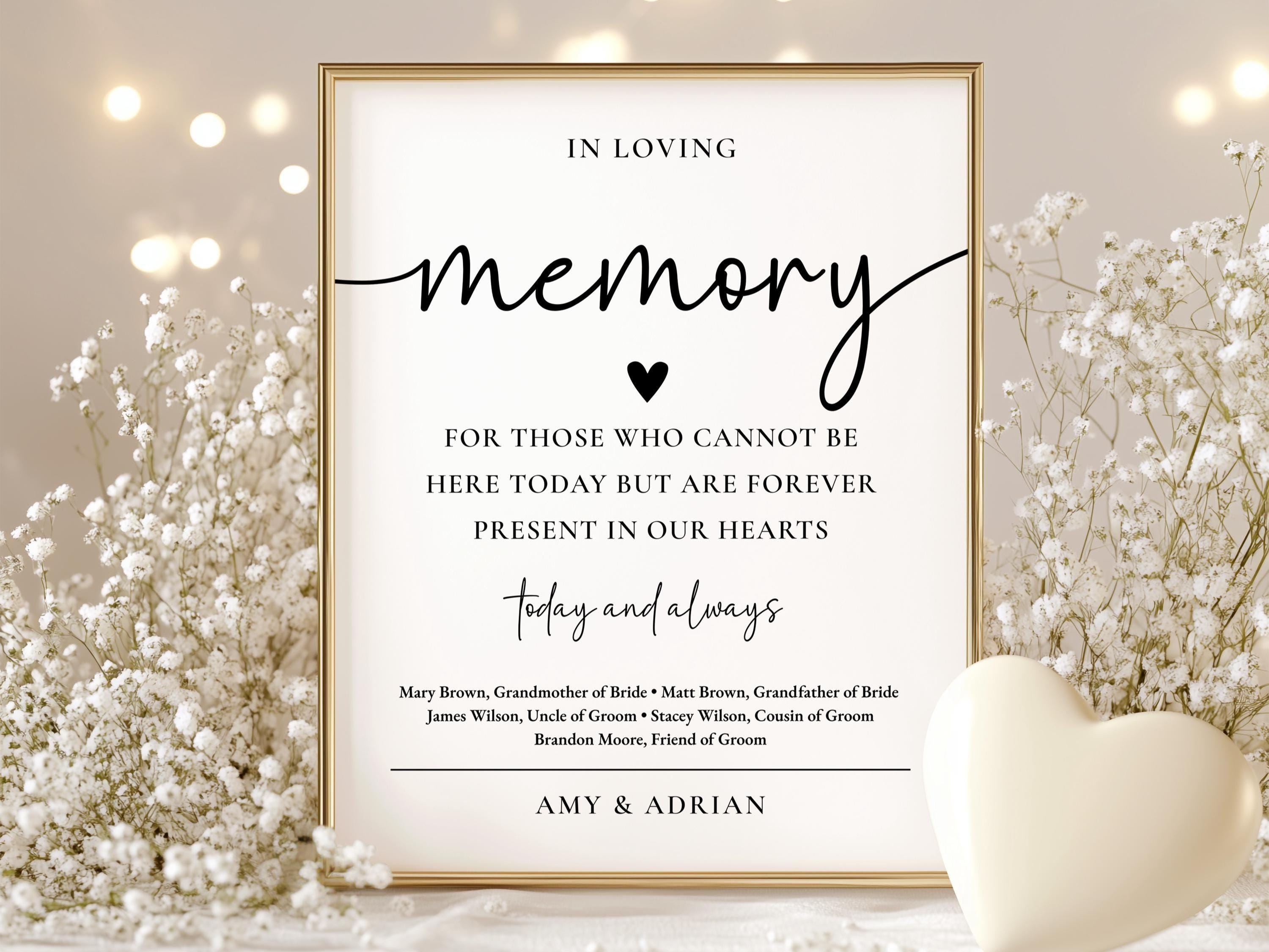 In Loving Memory Sign, Minimalist Wedding Memorial Table Sign, Wedding ...